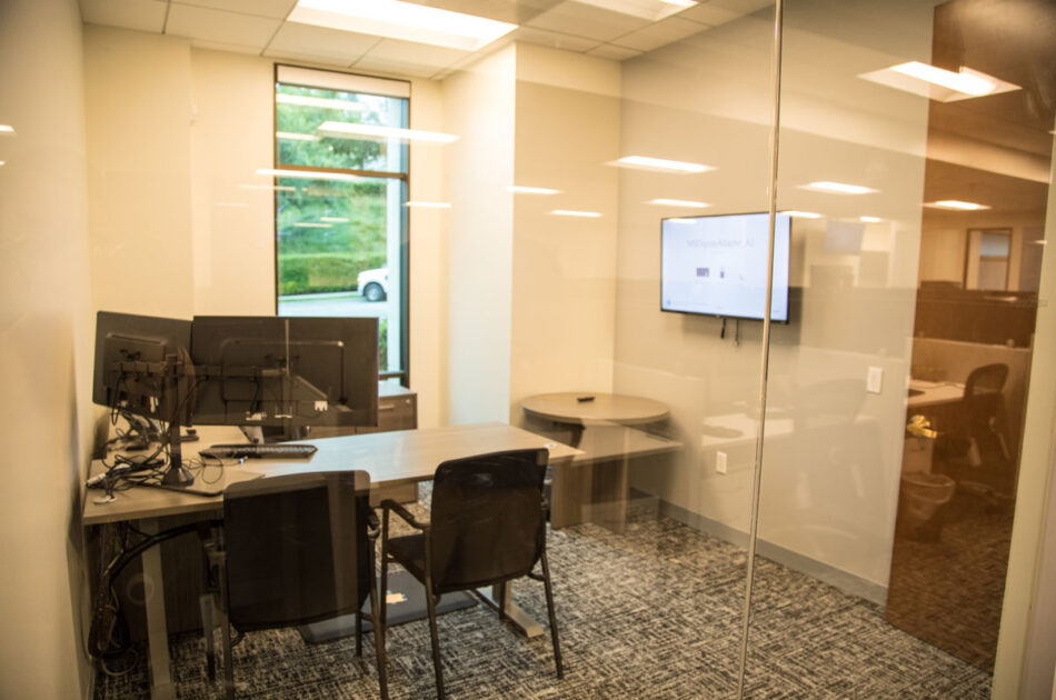 Civic Financial Services commercial interior receiving area with glass ...